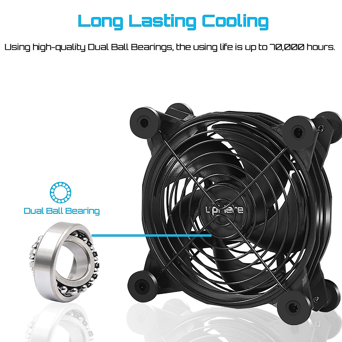 upHere USB Computer Fan Black,Dual 120mm Fan,Silent Fan for Computer Cases Computer Cabinet PlayStation Xbox Cooling,U1203