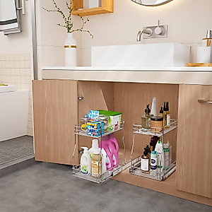 Under Sink Organizers and Storage for Bathroom Kitchen, Pull Out Cabinet Organizer, Slide Out Spice Rack Organizer for Cabinet