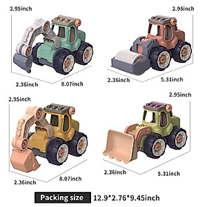 Woumserta Take Apart Construction Trucks for 3 4 5 6 Year Old Boys, STEM Building Sand Toys for Toddlers 3-5 Suitable for Party, Beach, Indoor, Educational Excavator Toy Boys Girls Birthday Xmas Gift