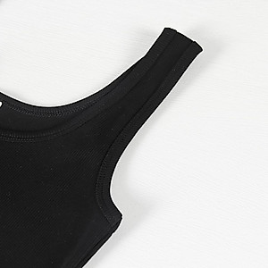 GEMBERA Women's Sleeveless Scoop Neck Ribbed Tank Tops Fitted Basic Cami Tee Shirts(Black,M)