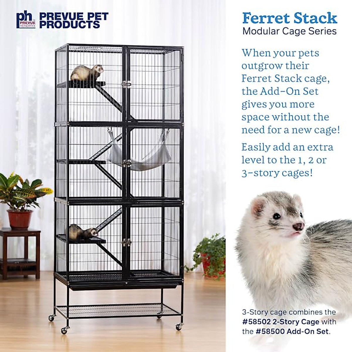 Prevue Pet Products Ferret Stacking Cage Add-On Unit, Fits Prevue Ferret Stack Cages