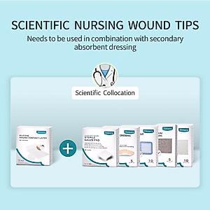 Dimora Silicone Wound Contact Layer, Non-adhering Dressing, Transparent Wound Dressing Pads, 3in x 4in (7.5cm x 10cm), 10 pcs