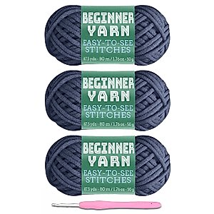 3x50g Beginners Navy Blue Yarn, 260 Yards Navy Blue Yarn for Crocheting Knitting, Easy-to-See Stitches, Worsted Medium #4, Chunky Thick Cotton Nylon Blend Yarn Yarn for Crocheting
