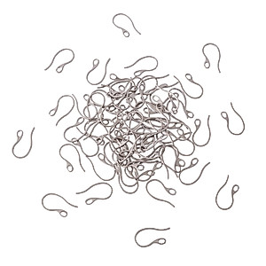 Pandahall 100pcs 304 Stainless Steel Earring Hooks 21.5x11x1mm with Loop Hole Ear Wire Findings for DIY Jewelry Making