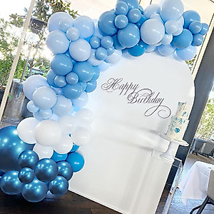 Felice Arts 161Pcs Boy's Birthday Blue Macaron Balloons Garland Kit Dark and Baby Blue Chrome White Balloons Arch Kit for Baby Shower Wedding Party Decoration