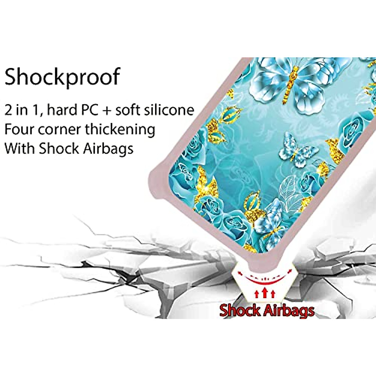 jioeuinly Ans Artia Case Compatible with Ans Artia ACK2326 Phone Case Cover [with Tempered Glass Screen Protector][Hard PC + Soft Silicone][Gold Glitter+Luminous] JSF-YHD