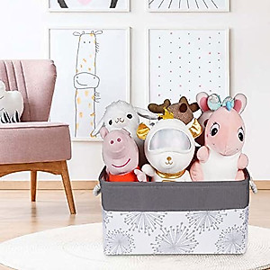 YeaBerr Fabric Storage Bins with Cotton Handles and Drawstring Closure | Decorative Storage Basket for Shelves, Closet, Nursery, and Toys | Large Linen Closet Organizers (16x12x8 inches, 1 Pack)