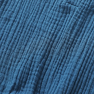 Happy Town Infant Baby Girl Boy Jumpsuit Cotton Linen Romper Short Sleeve One-Piece Bodysuit Infant Summer Clothes Outfits (Blue, 6-12 Months)