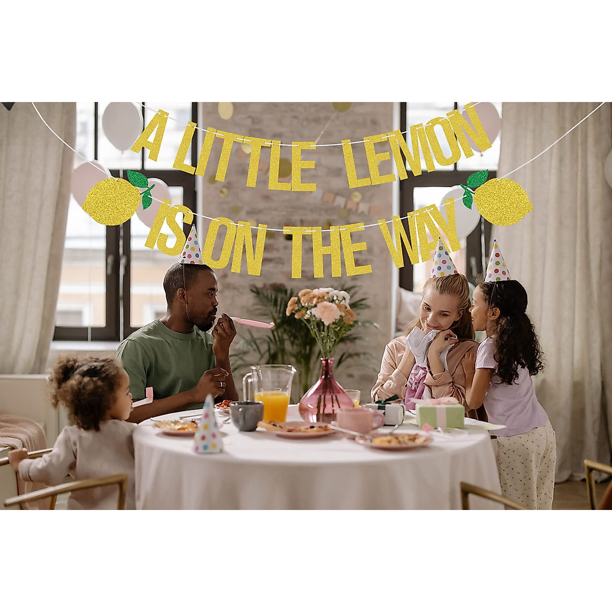A Little Lemon is on the Way Banner Gold Glitter, Lemon Party Decorations, Lemon Baby Shower Banner, Fruit Baby Shower Banner, Lemon Baby Banner, Lemon Themed Baby Shower Birthday Party Decorations