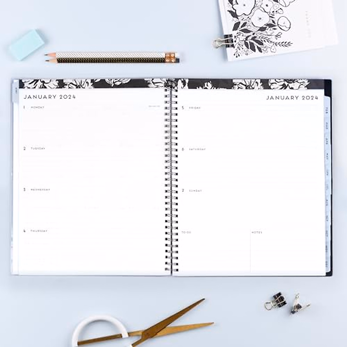 Blue Sky 2024 Weekly and Monthly Planner, January - December, 8.5" x 11", Clear Pocket Cover, Wirebound, Baccara Dark (110211-24)