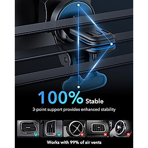 ESR for MagSafe Car Mount Charger, 15W Magnetic Wireless Car Charger, for MagSafe Car Charger, Air Vent Phone Holder for iPhone 16/15/14/13/12, Galaxy S25/S25 Ultra, with 36W QC 3.0 Fast Car Charger