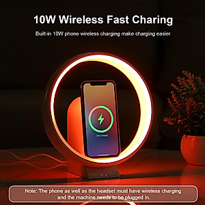 NOTIKS Bedside Lamp,Bluetooth Speaker Table Light with 15W Wireless Charger&USB Port,Phone Holder with Dynamic Color,3 Modes Brightness for Bedroom Nightstand lamp,Girls Boys Room Décor,Gift Ideas