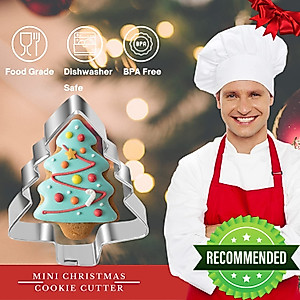 Kaishane Mini Christmas Cookie Cutters Set of 12 - Small Stainless Steel Christmas Biscuit Cutter Snowflake, Bell, Christmas Tree, Star, Moon, Angle, Heart & More Shapes For Holiday Xmas