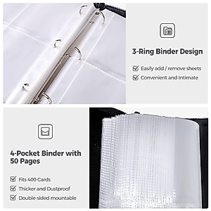 ProCase 4-Pocket Trading Card Binder, 400 Pockets Portable Trading Cards Holder Collector Album with 50 Removable Sheets for Boys Girls –Red