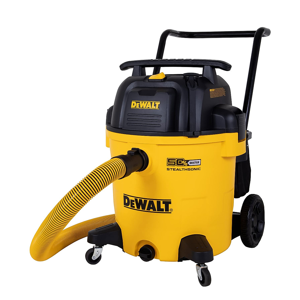 DEWALT 16 Gallon STEALTHSONIC Poly Wet/Dry Vacuum, DXV16P-QTA Noise Reduction Heavy Duty Shop Vacuum for Jobsite/Workshop, Reduce Motor Noise, Yellow