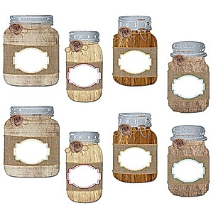 48 Pieces Mason Jar Farmhouse Name Tags Mason Jar Cutouts Paper Shabby Rustic Farm Classroom Decor for Bulletin Board School Wall Desks Student Teacher Cubby Classroom Decoration