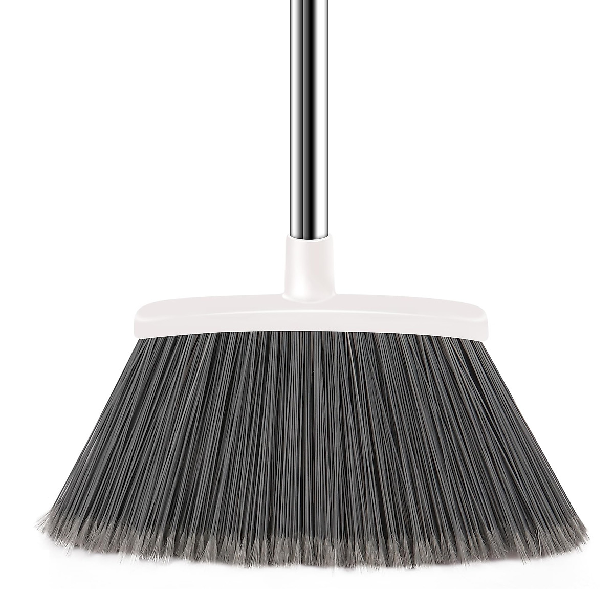 Upgraded Extra-Large Upright Broom 56.7" Length, White Broom Flowering Bristles for Enhanced Indoor and Outdoor Cleaning - Stainless Steel Handle - Cleaning Solution for Home, Kitchen, and Office