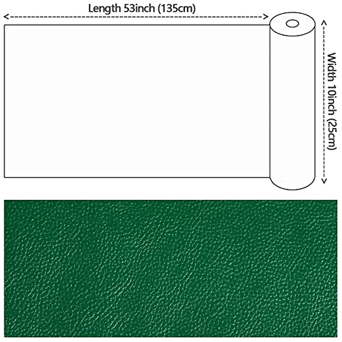Solid Color Green Faux Leather 10 "X53" (25cmX135cm), Faux Leather Sheets Roll Very Suitable for Making Crafts, Leather Earrings, Bows,Sewing (Green)
