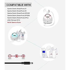 12V AC Adapter for Spectra Electric Breast Pump, Spectra S1, S2, SPS100, SPS200, 9 Plus, Baby Double Electric Breast Pump Replacement Power Cord Charger