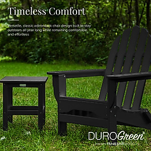 DuroGreen Adirondack Chairs Made with All-Weather Tangentwood, Set of 2, Oversized, High End Classic Patio Furniture for Porch, Lawn, Deck, or Fire Pit, No Maintenance, USA Made, Black