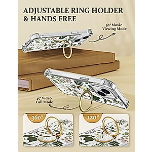 Cutebe [4 in 1 Phone Case for iPhone 13 Case/iPhone 14 Case 6.1 Inch, Cute Crystal Cover with Screen Protector + Camera Lens Protector+Rotatable Ring Stand Holder for Women