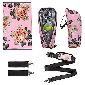 H HIKKER-LINK Womens Large Floral Waterproof Diaper Bag Weekend Bags Handbag for Mom Tote Bag Changing Pad Dark Blue