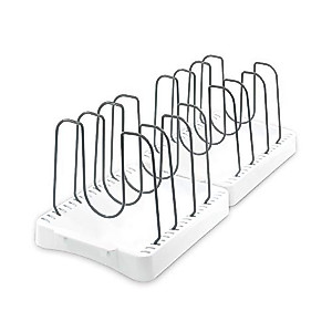 Grand Fusion Adjustable Kitchen Cabinet and Drawer Organizer, Clutter-Free Pantry Organization and Storage, Holds Pots, Pans, Lids, Cutting Boards, Trays and Sheets, Pack of 2