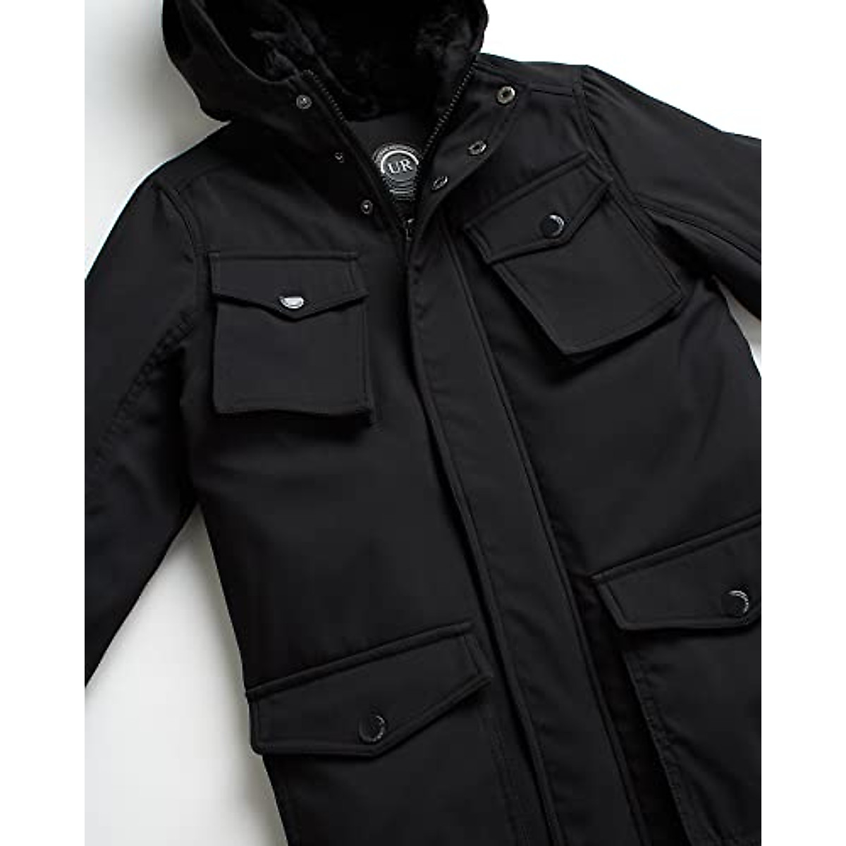 URBAN REPUBLIC Boys' Winter Jacket - Shell Parka Coat with Faux Fur Lined Hood, Size 10/12, Jet Black