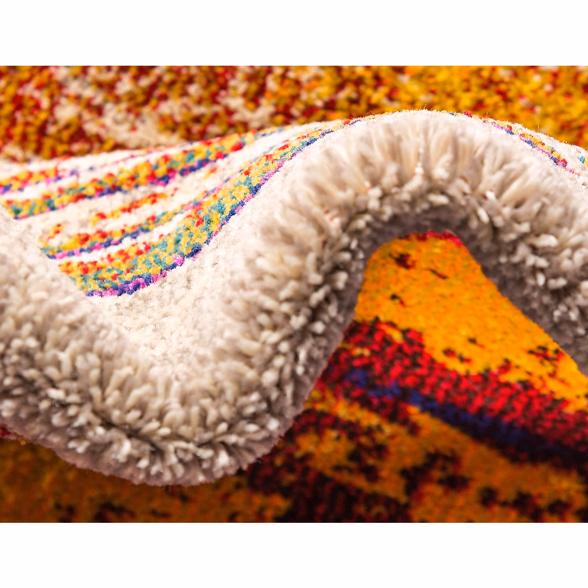 Unique Loom Estrella Collection Bright Colors, Geometric, Abstract, Modern Area Rug, 9 ft x 12 ft, Beige/Yellow