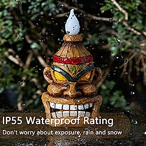 Yiosax Tiki Touch Outdoor Decor-Solar Tiki Torches Figurine with Flickering Flame |Easter Garden Statues for Patio, Bar, Yard, Backyard Decorations(8.74inch Tall)
