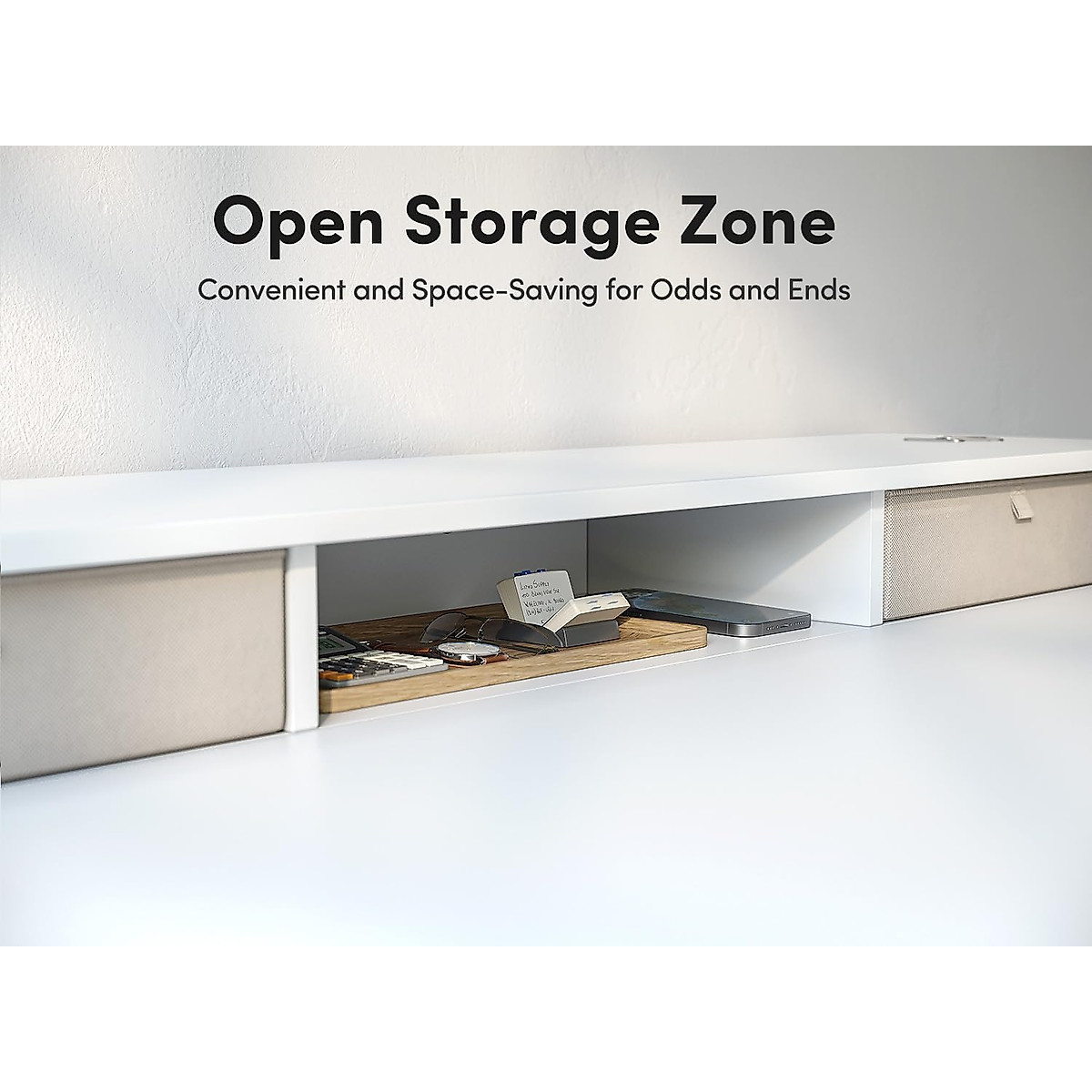 BANTI Height Adjustable Electric Standing Desk with 4 Drawers, 48 x 24 Inch Table with Storage Shelf, Sit Stand Desk, White Top