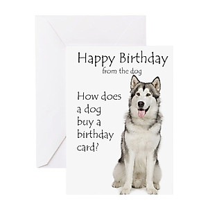 CafePress Funny Husky Birthday Greeting Cards Folded Greeting Card Matte