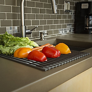 Domestic Corner - Roll-Up Over-The-Sink Dish Drying Rack - Versatile Kitchen Sink Accessories for Dishes, Pots, and Produce Drying - Essential Home and Apartment Accessories - Turquoise