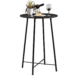 VECELO 23.6" Bar, Modern Bistro Pub Dining Room Furniture, Counter Height Wood Top for Breakfast Dinner Nap Conference, Easy Assembly, Round Table, Black