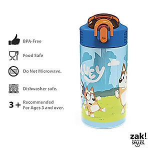 Zak Designs Bluey Kids Dinnerware Set Includes Plate, Bowl, Tumbler, Water Bottle, and Utensil Tableware, Made of Durable Material and Perfect for Kids (6 Piece Gift Set, Non-BPA)