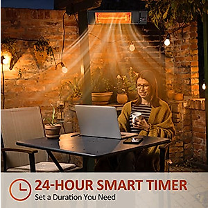 Garage Heater, TRUSTECH Patio Heater for Outdoor Use, Infrared Indoor Heater w/1s-Fast Heat & 24H Timer, Overheat Protection, Super Quite Waterproof Wall Heater for garage, Heaters for Large Room