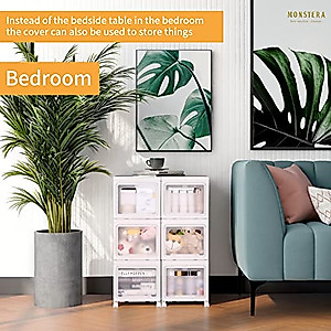 SUN & SUMMER 3 pcs Plastic Drawers Storage Stackable Clear Organizer Drawers Storage Bins with Lids Drawers Baby Dresser Storage Boxes White for Toys and Clothes