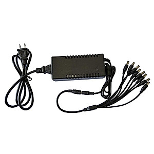 Henxlco DC 12V 5A Power Supply Adapter with 8 Split Power Cable for Security Camera CCTV DVR Surveillance System