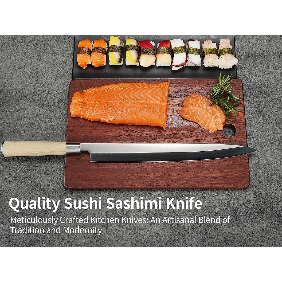 Hollory Sashimi Sushi Knife – 11.5 inch Japanese Yanagiba Slicing knife, Super Sharp Professional High Carbon Stainless Steel Single Bevel Fish Knife with Pakkawood Handle