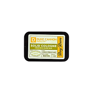 Duke Cannon Supply Co. Solid Cologne for Men Bay Rum (Citrus Musk, Cedarwood, Island Spice) - Concentrated Balm, Travel-Friendly Convenient Tin, Made with Natural & Organic Ingredients 1.5 oz (1 unit)