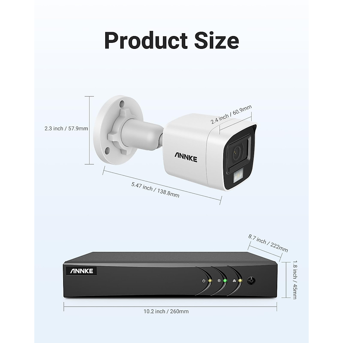 ANNKE 8CH 3K Lite AI DVR with Human/Vehicle Detection, H.265+ Surveillance Security Camera System with Audio and 4pcs 1080P Security Cameras with Dual Light, IP67, Color Night Vision, 1TB Hard Drive