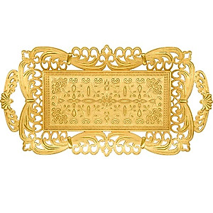 Turkish Tea Coffee Serving Tray with Handles Ottoman Decorative (Gold)