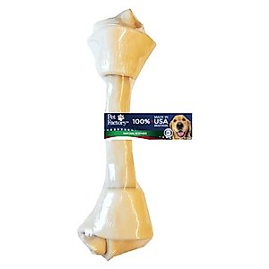 Pet Factory 100% Made in USA Beefhide 13-15" Knotted Bone Dog Chew Treat - Natural Flavor, 1 Count/1 Pack