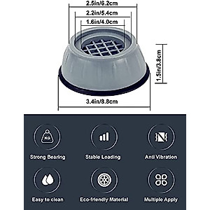 Shock and Noise Cancelling Washing Machine Support Noise Reducing and Anti Slip Anti Vibration Rubber Washing Machine Feet Pads Anti-Walk Dryer Washer Vibration Pads Washing Machine Stabilizer