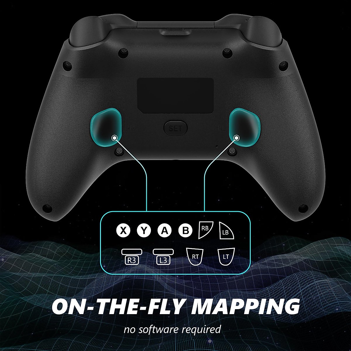 Dinosoo RGB Wireless Controller for Xbox Series X/S/Xbox One/Xbox One S/One X, Android PC, Built-in Battery Dual Vibration Turbo Function 3.5mm Headphone Jack Macro Function, 2.4GHz Adapter 1025 SYH