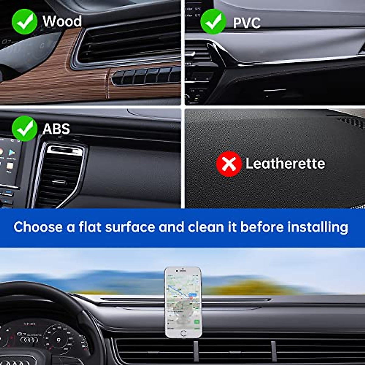 Syncwire Magnetic Car Phone Holder for Dashboard, Cell Phone Car Kits, 360° Adjustable Magnet Cell Phone Mount Compatible with iPhone, Samsung, LG, GPS, Mini Tablet and More