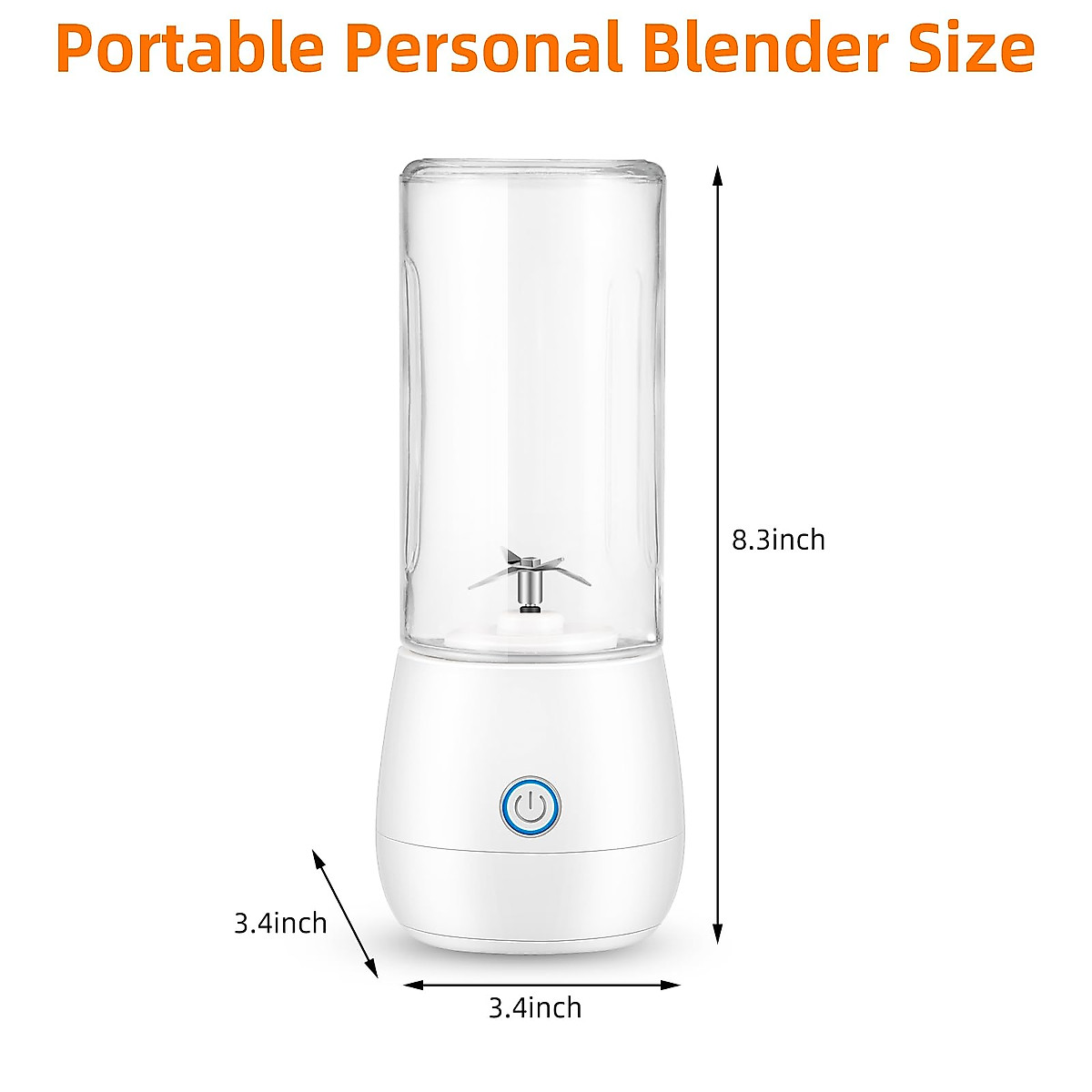 Portable Mini Blender,Personal Blender for Shakes and Smoothies,Fresh Juice Portable Blender With USB Rechargeble,Cordless 15 OZ Mini Fruit Juice Mixer For Travel,Camping,Gym,Office