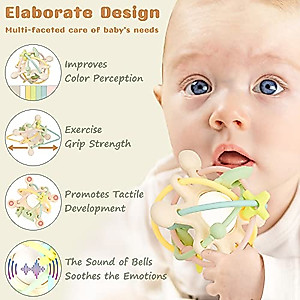 Baby Teething Toys, DDMY Manhattan Rattle Baby Toys 0-6 Months Infants, Baby Chew Toys for Sucking Needs, Silicone Sensory Teething Pacifiers for Baby, Baby Teether Toy 6 to 12 Months Baby Gift