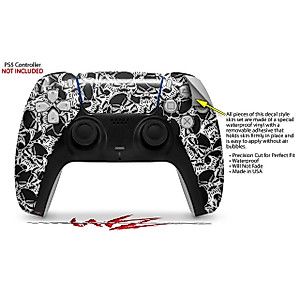 WraptorSkinz Skin Wrap compatible with Sony PS5 DualSense Controller Scattered Skulls Black (CONTROLLER NOT INCLUDED)