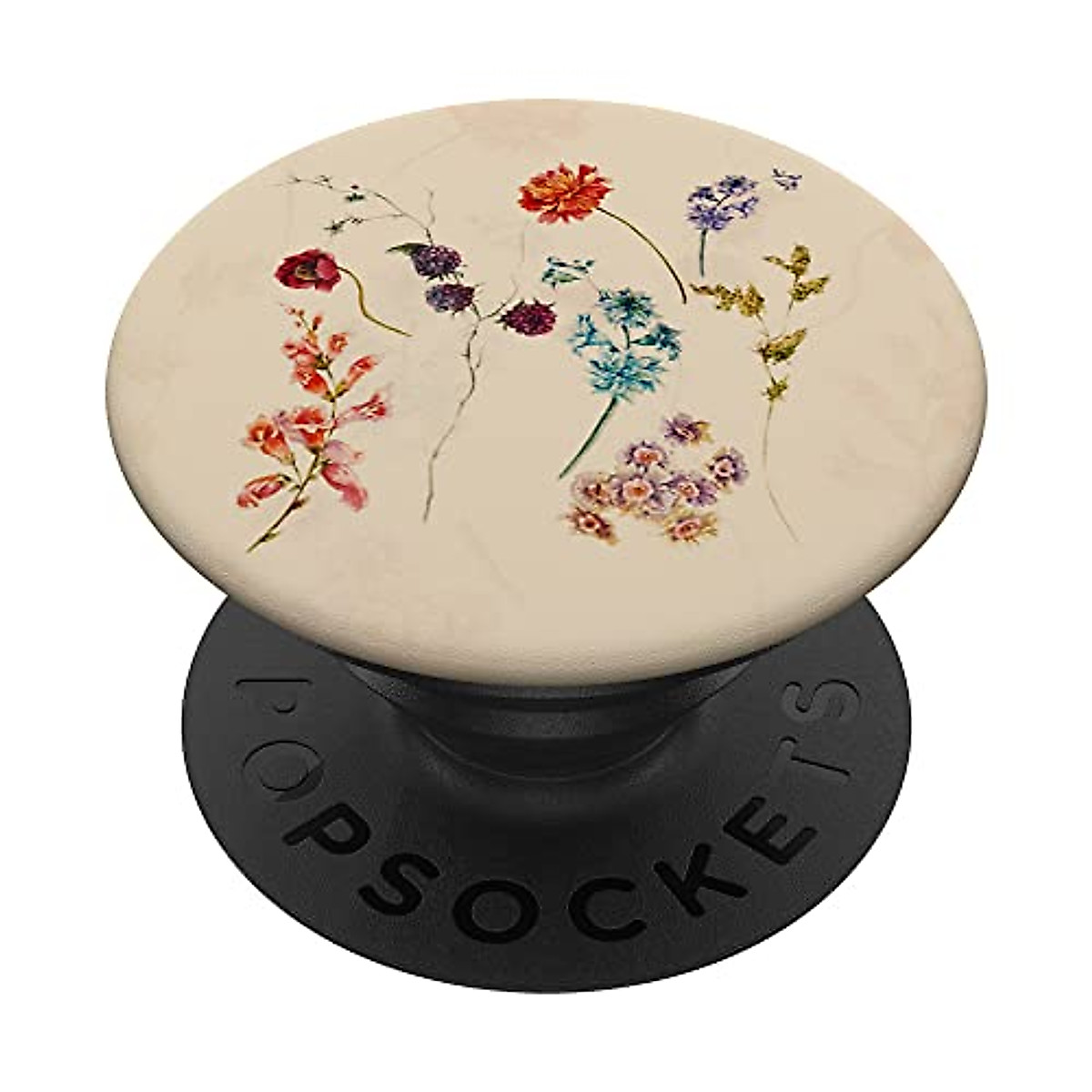 Cute Simple Wildflowers Pattern Design Floral on Beige PopSockets Swappable PopGrip